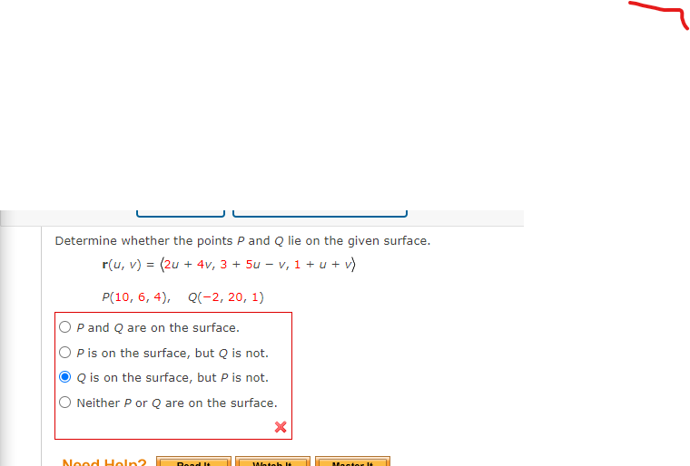 Solved Determine whether the points P and Q lie on the given | Chegg.com
