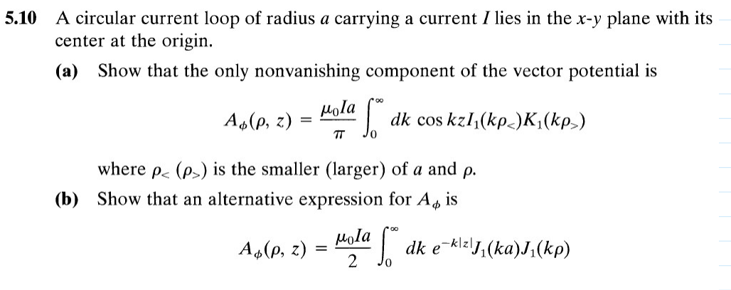 Solved A circular current loop of radius a carrying a | Chegg.com