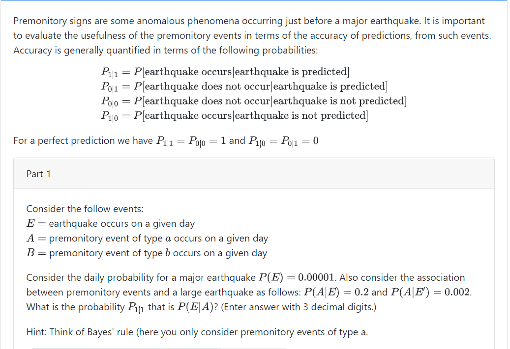 Solved Premonitory signs are some anomalous phenomena | Chegg.com