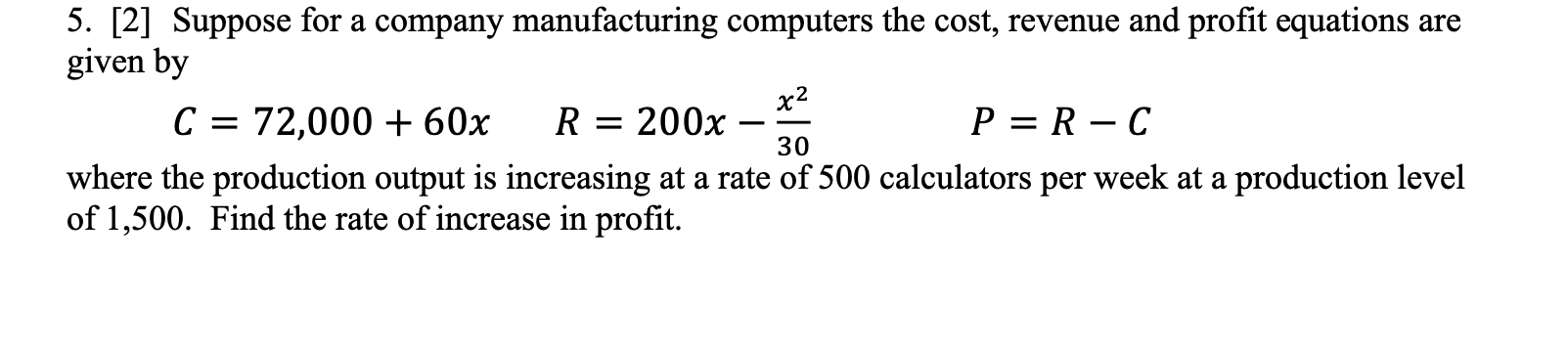 Solved 5. [2] Suppose for a company manufacturing computers | Chegg.com