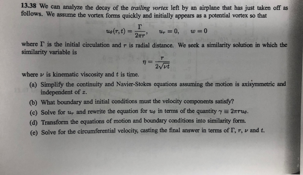 13.38 We can analyze the decay of the trailing vortex | Chegg.com