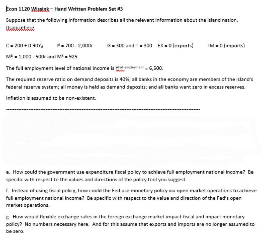 Solved Econ 1120 Wissink - Hand Written Problem Set #3 | Chegg.com Solved Econ 1120 Wissink - Hand Written Problem Set #3 | Chegg.com