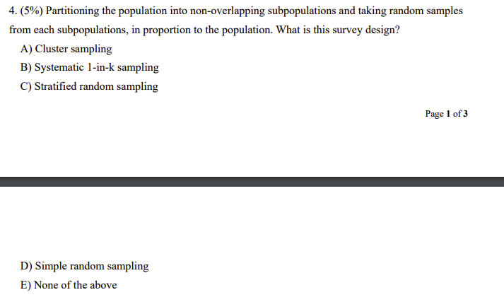 Solved 4.(5%) Partitioning the population into | Chegg.com