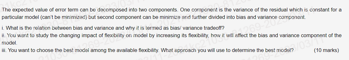 Solved The expected value of error term can be decomposed | Chegg.com
