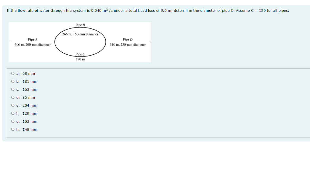Solved If the flow rate of water through the system is 0.040 | Chegg.com