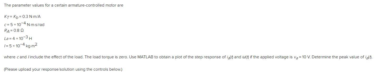 Solved The parameter values for a certain | Chegg.com