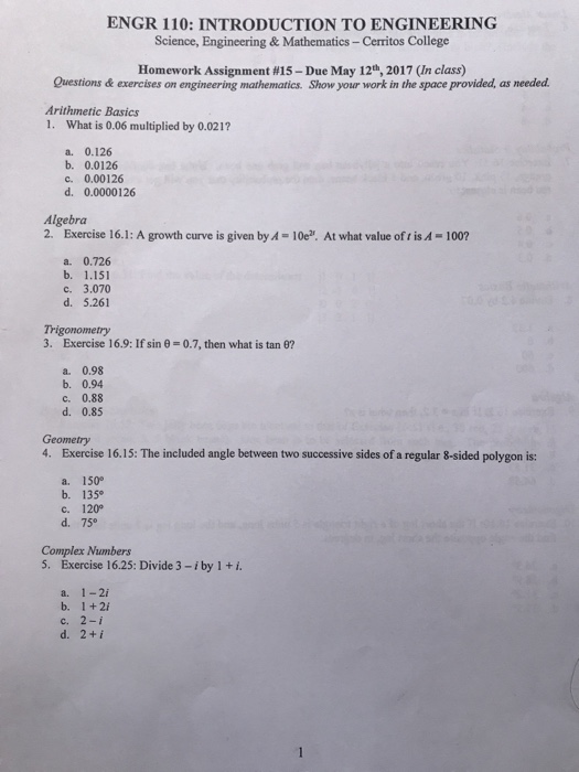 Solved ENGR 110: INTRODUCTION TO ENGINEERING Science, | Chegg.com