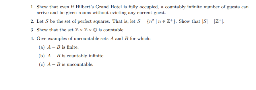 Solved 1. Show that even if Hilbert’s Grand Hotel is fully | Chegg.com