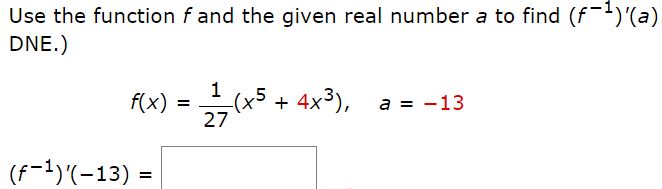 Solved Use the function f and the given real number a to | Chegg.com