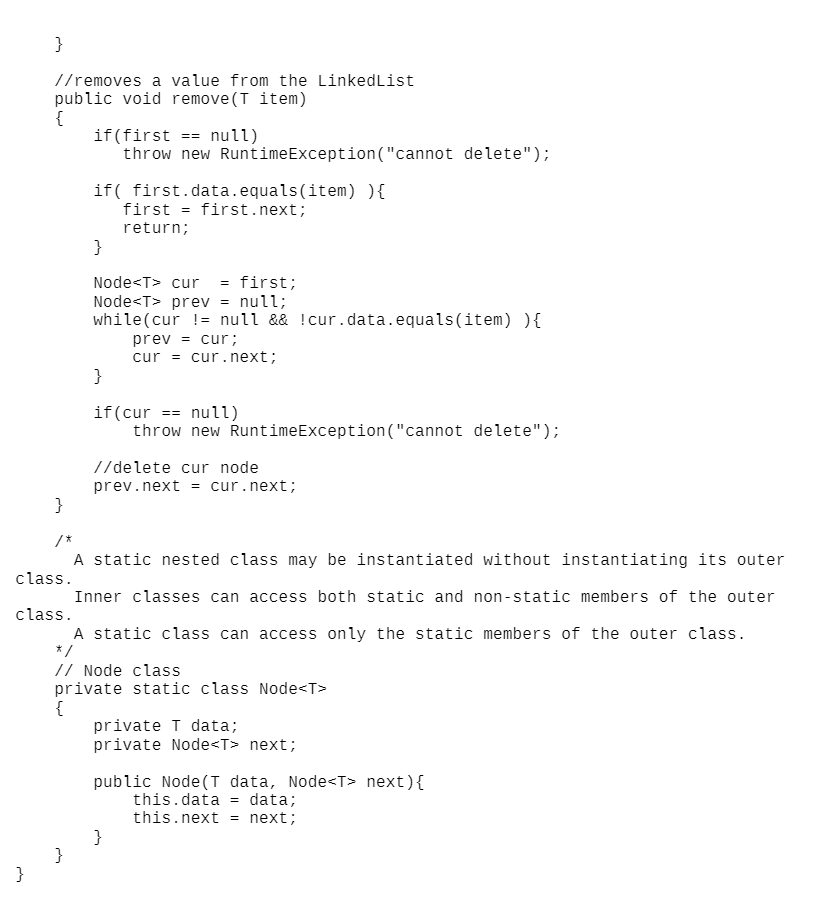 Report 1: LinkedList The MyLinkedList class used in | Chegg.com