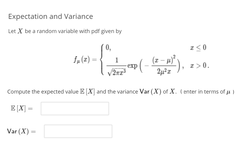Solved Expectation and Variance Let X be a random variable | Chegg.com