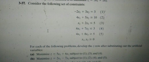 Solved 3-37. Consider the following set of constraints: -2x | Chegg.com