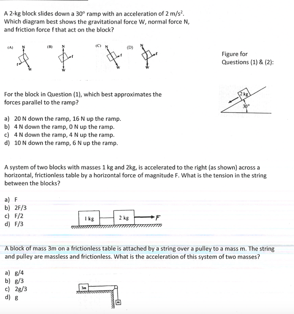 Solved A 2-kg block slides down a 30° ramp with an | Chegg.com