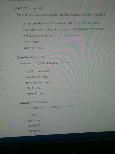 Solved Question 1 is points) Passing a structure as a | Chegg.com