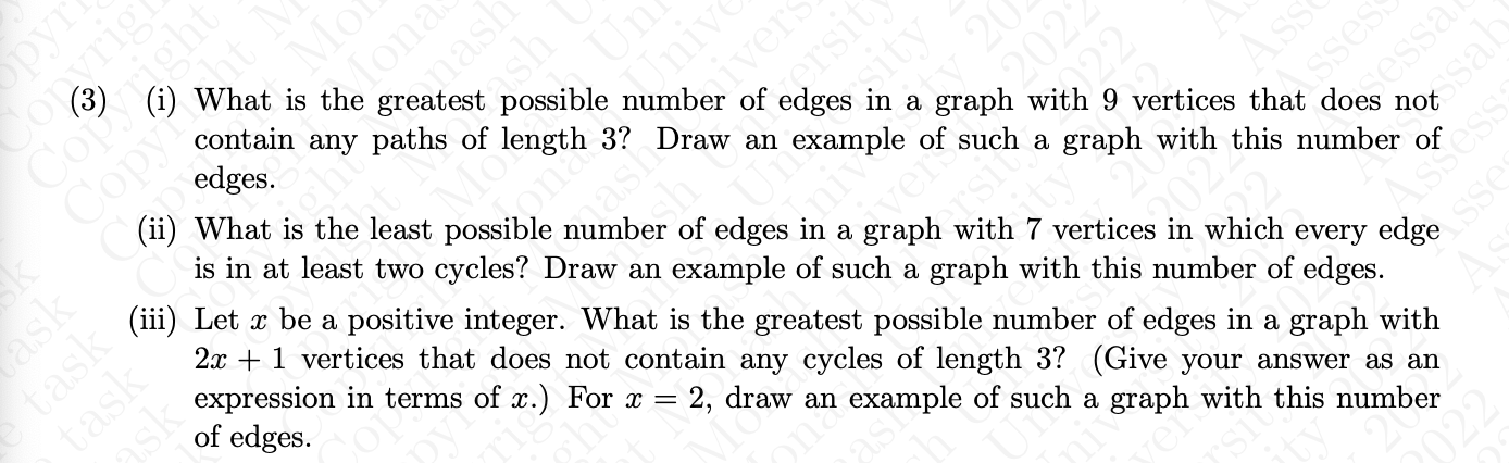 Solved (i) What is the greatest possible number of edges in | Chegg.com