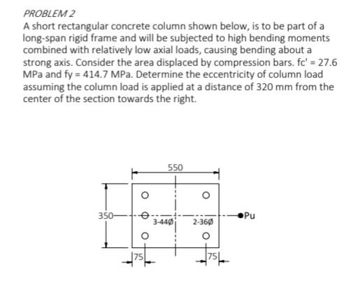 Solved PROBLEM 2 A short rectangular concrete column shown | Chegg.com