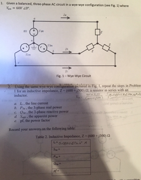 Solved n a balanced, three-phase AC circuit in a wye-wye | Chegg.com