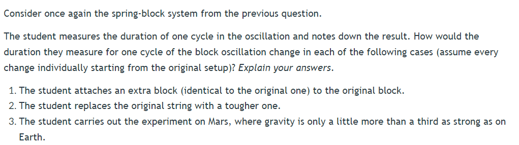 Consider once again the spring-block system from the | Chegg.com