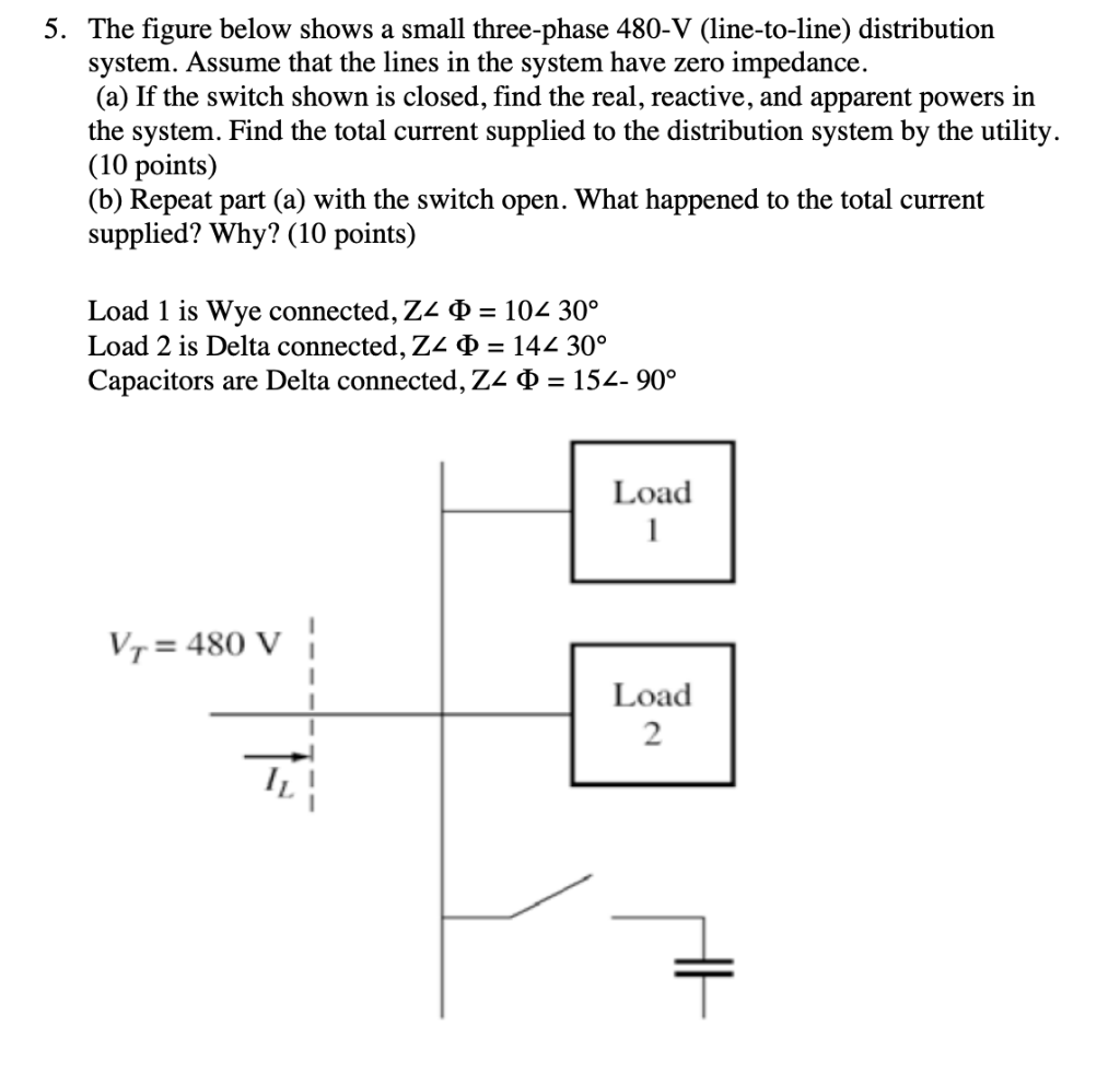 Solved 5. The figure below shows a small three-phase 480-V | Chegg.com