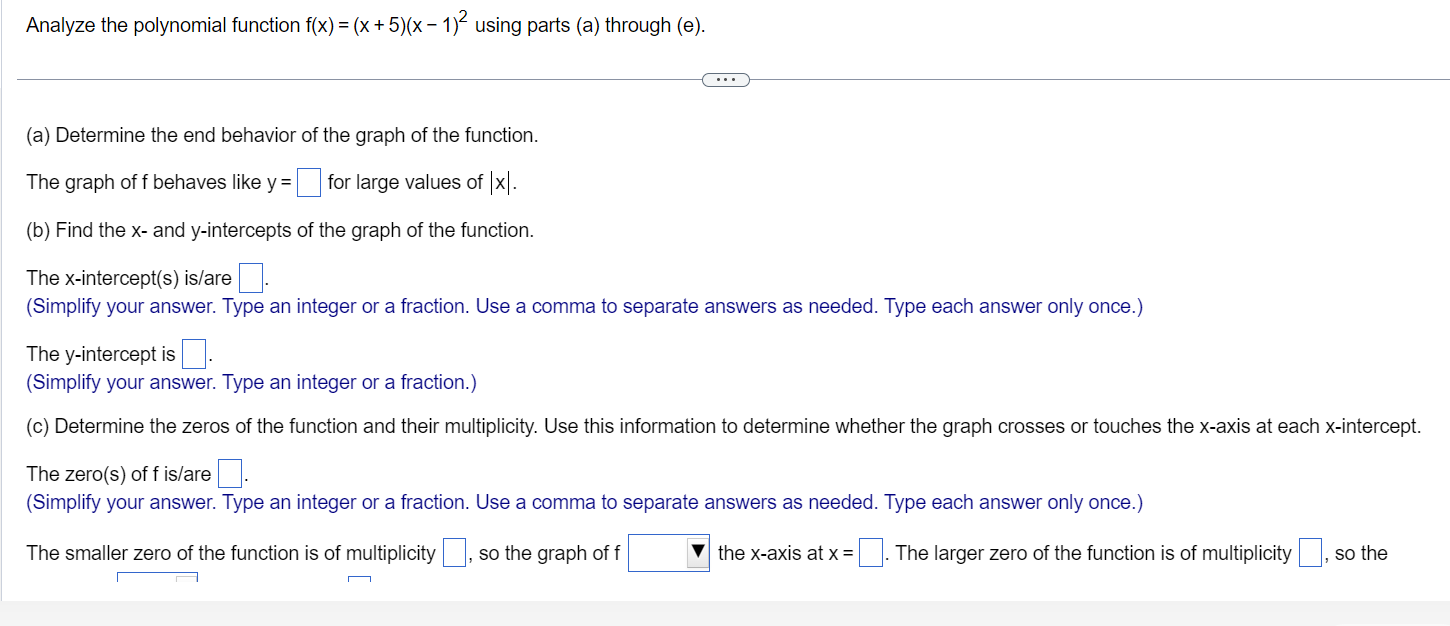 Solved Analyze the polynomial function f(x)=(x+5)(x−1)2 | Chegg.com