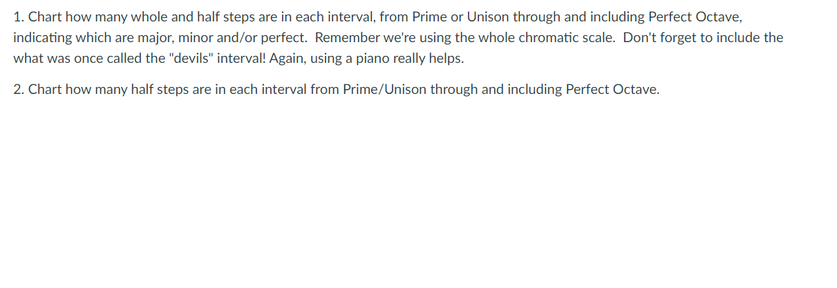 Solved 1. Chart how many whole and half steps are in each | Chegg.com
