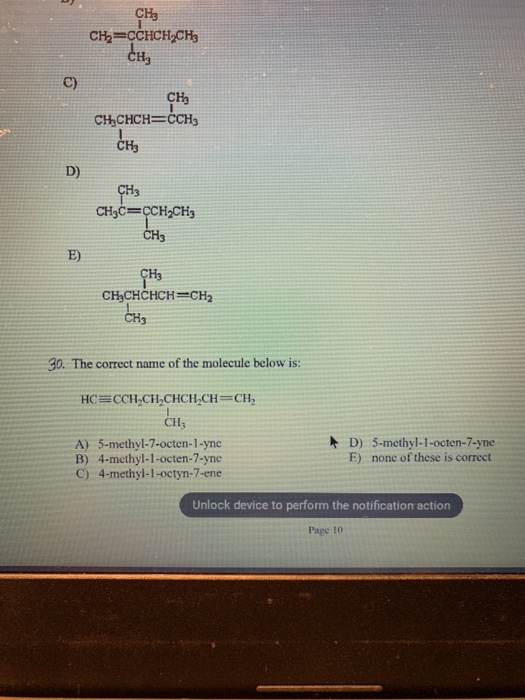 Solved CHh CH c) CH3 CH CHCH CCH3 D) CHs CH3 E) çHa CHs 30. | Chegg.com