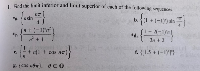 Solved sind the limit inferior and limit superior of each of | Chegg.com