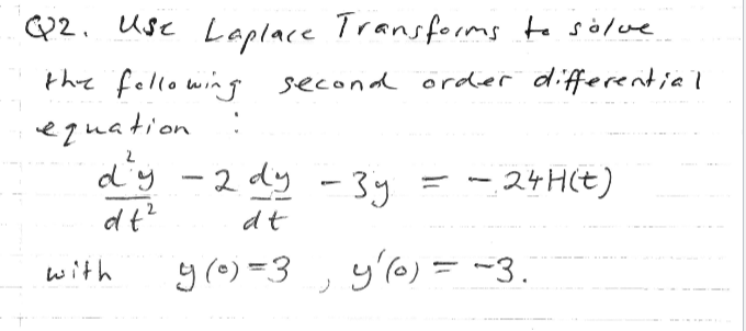 Solved Q2. Use Laplace Transforms to solve the following | Chegg.com