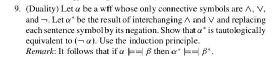 Solved 9. (Duality) Let a be a wff whose only connective | Chegg.com