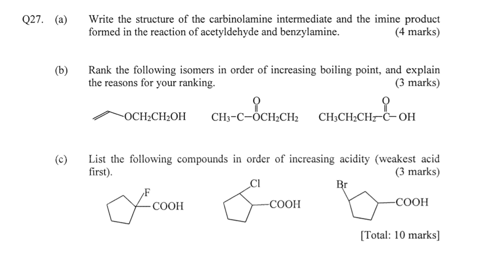 Solved Q27. (a) Write the structure of the carbinolamine | Chegg.com