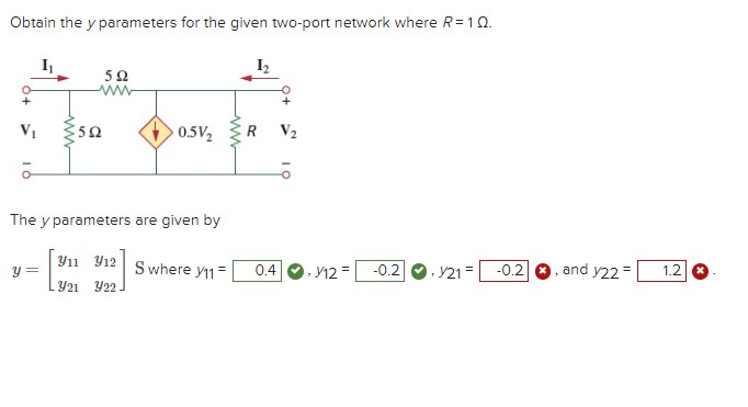 Solved Obtain the y parameters for the given two-port | Chegg.com