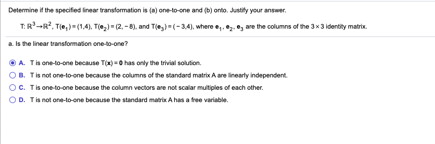 Solved Determine if the specified linear transformation is | Chegg.com