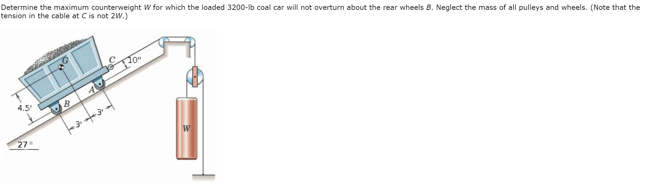 Solved Determine the maximum counterweight W for which the | Chegg.com