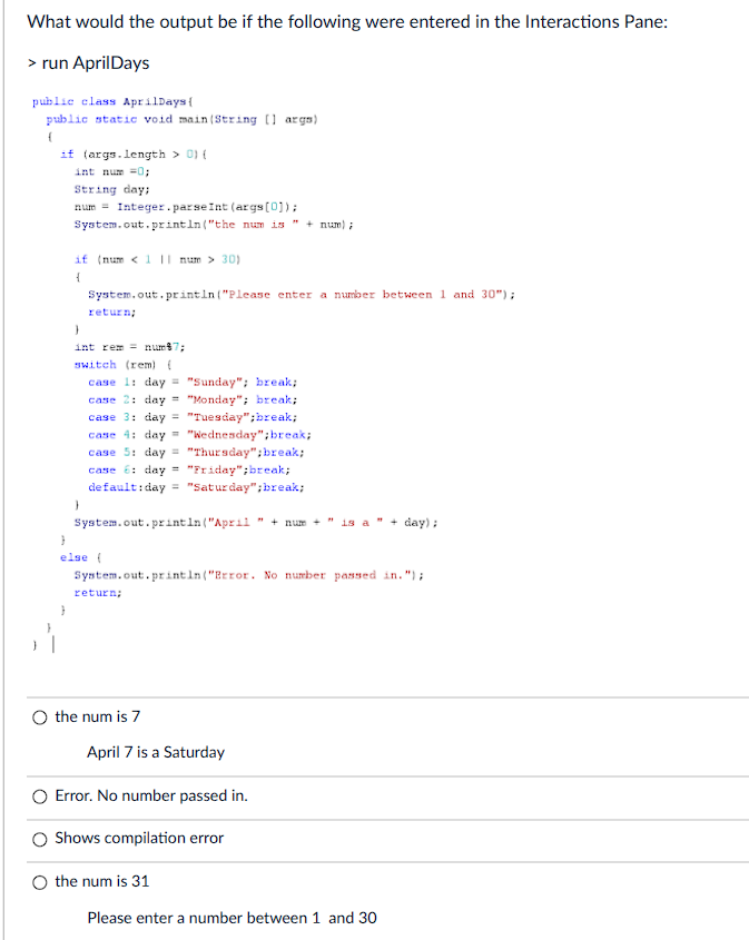 Solved Will the code compile? * Auto Generated Java Class. | Chegg.com
