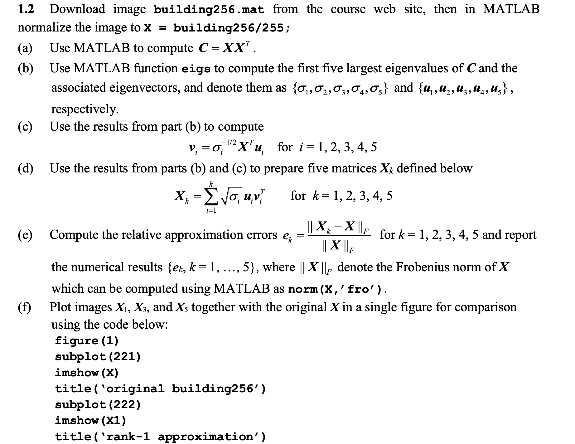 1.2 Download image building256.mat from the course | Chegg.com