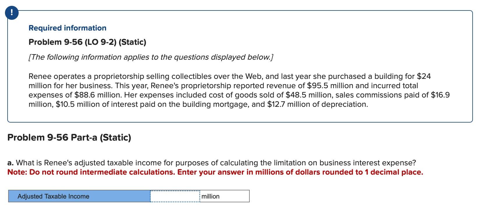 Solved Required information Problem 9-56 (LO 9-2) (Static) | Chegg.com