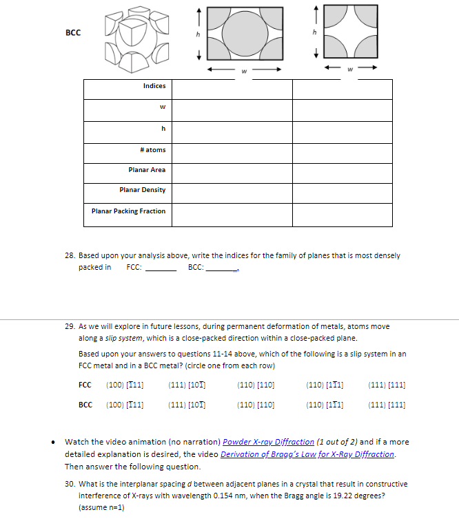 Solved 10. Use the close-packed direction in a BCC unit cell | Chegg.com