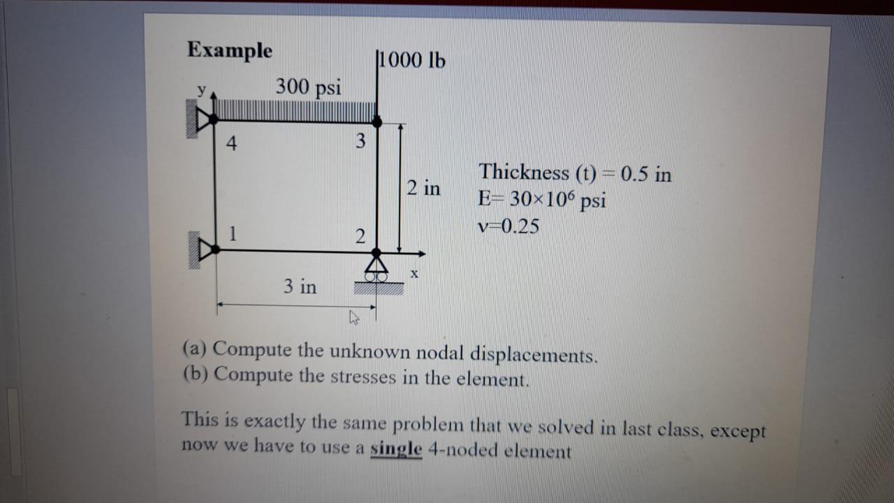 Solved Example 1000 lb 300 psi 4 2 in Thickness (t) = 0.5 in | Chegg.com