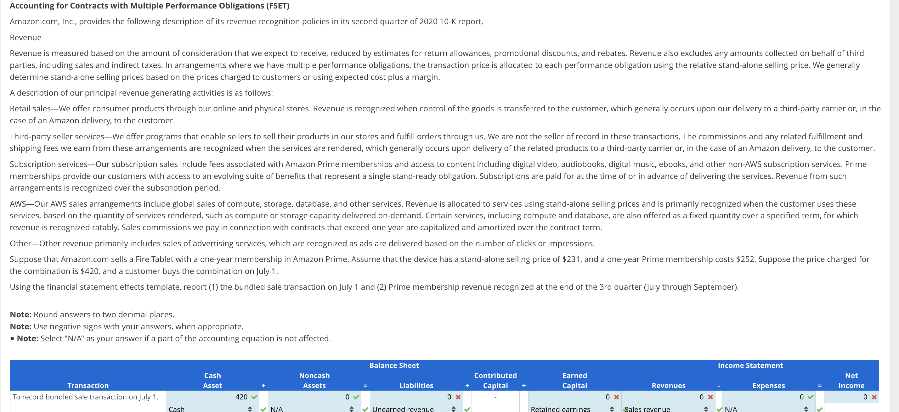 Accounting for Contracts with Multiple Performance | Chegg.com