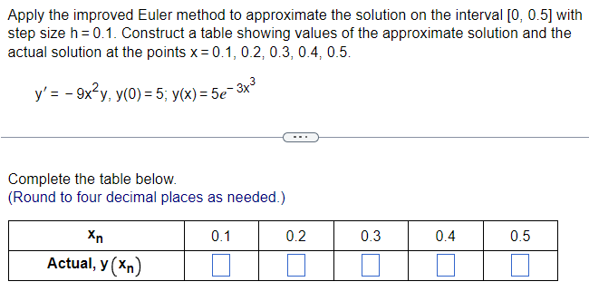 Solved Apply the improved Euler method to approximate the | Chegg.com