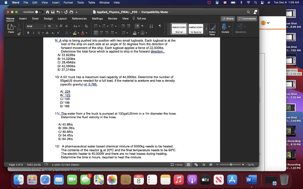Solved Word File Edit View Insert Format Tools Table Window | Chegg.com