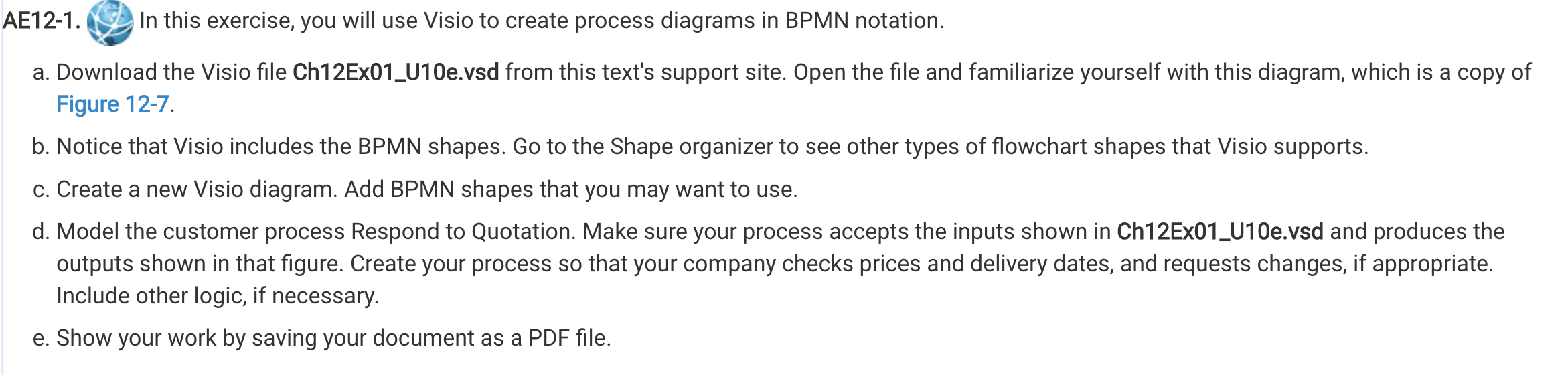 AE12-1. In this exercise, you will use Visio to | Chegg.com