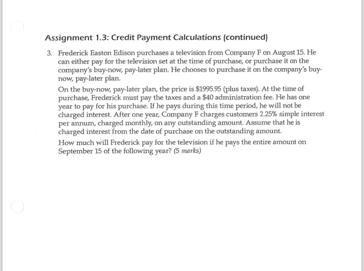 Solved Assignment 1.3: Credit Payment Calculations | Chegg.com