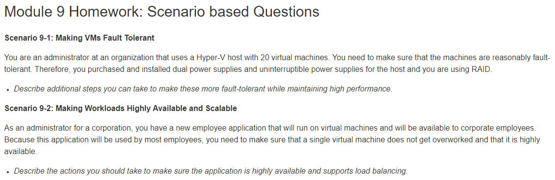 Solved Module 1 Homework: Scenario based Questions - Part #1 | Chegg.com