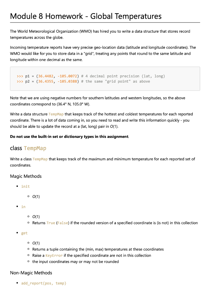 Solved Module 8 Homework - Global Temperatures The World | Chegg.com
