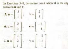 Solved in exercises 5-8 determine cos theta where theta is | Chegg.com