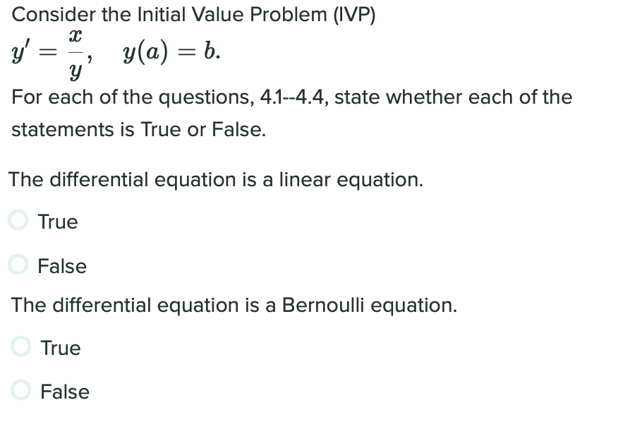 Solved Consider the Initial Value Problem (IVP) ′x y= , | Chegg.com