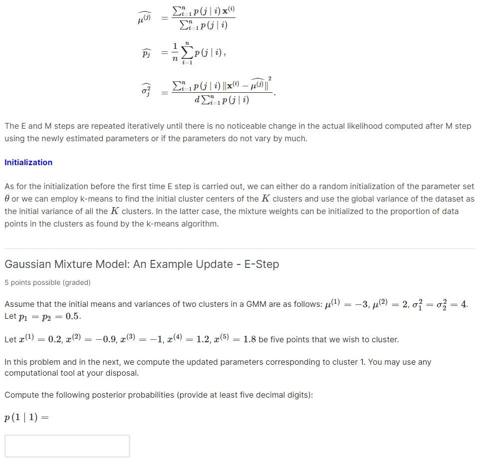 Estimates of Parameters of GMM: The Expectation | Chegg.com
