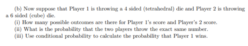 Solved Exercise 4. (a) Two people play a dice game. Each | Chegg.com
