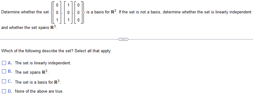 Solved Determine whether the set | Chegg.com
